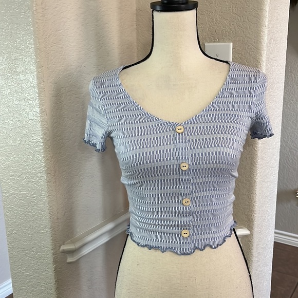Caution To The Wind | Tops | Caution To The Wind Blue Crop Top | Poshmark